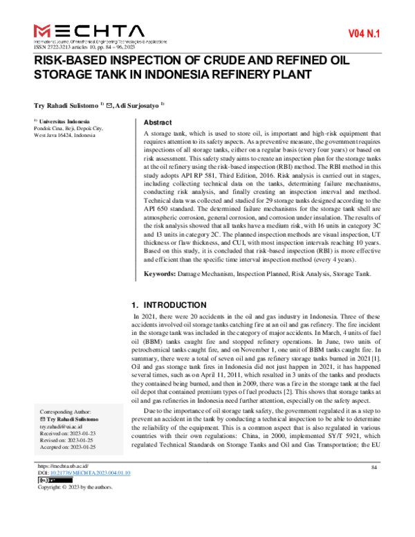 (PDF) Risk-Based Inspection of Crude and Refined Oil Storage Tank in ...