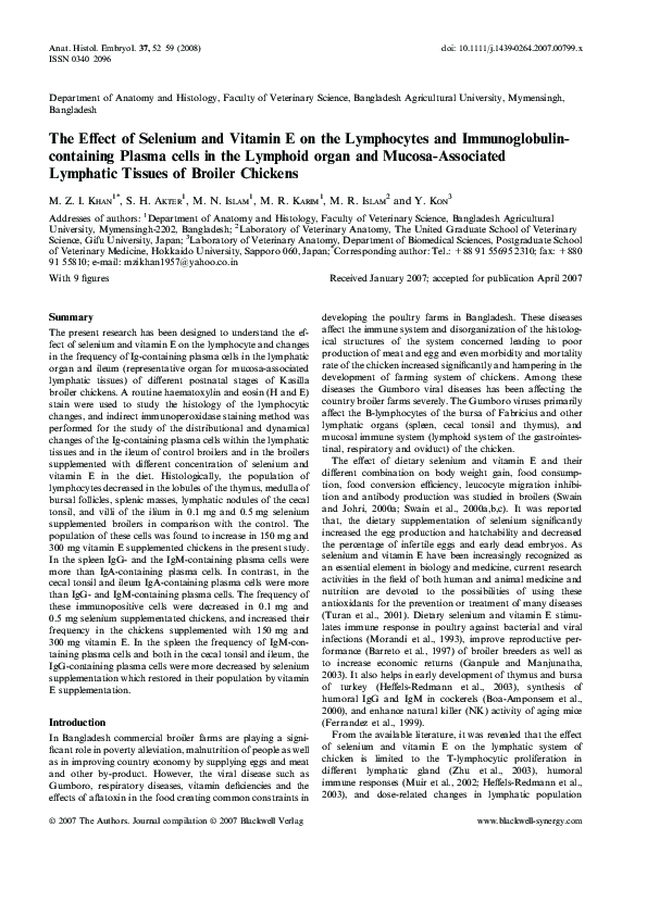 (PDF) The Effect of Selenium and Vitamin E on the Lymphocytes and ...