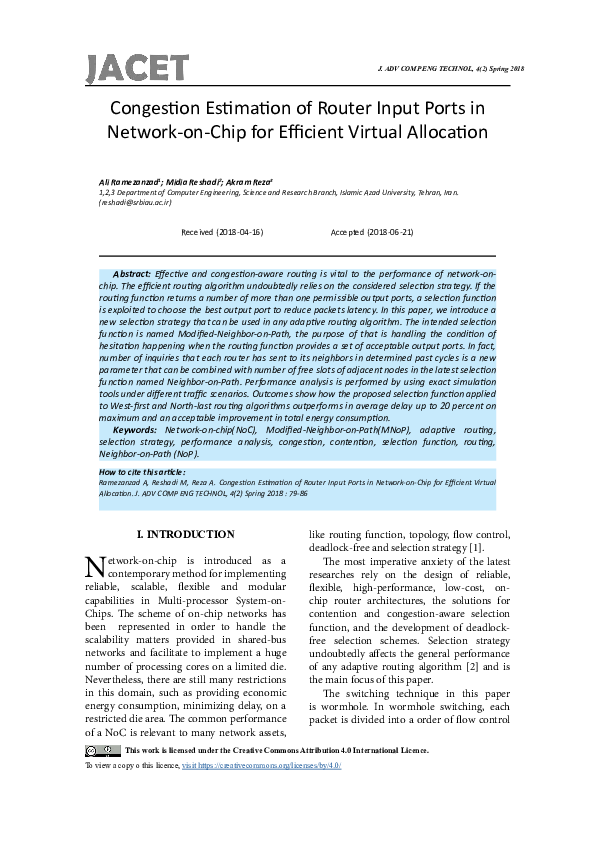 (PDF) Congestion estimation of router input ports in Network-on-Chip for efficient virtual ...