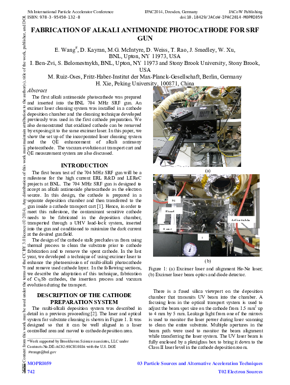 (PDF) Fabrication of Alkali Antimonide Photocathode for SRF Gun