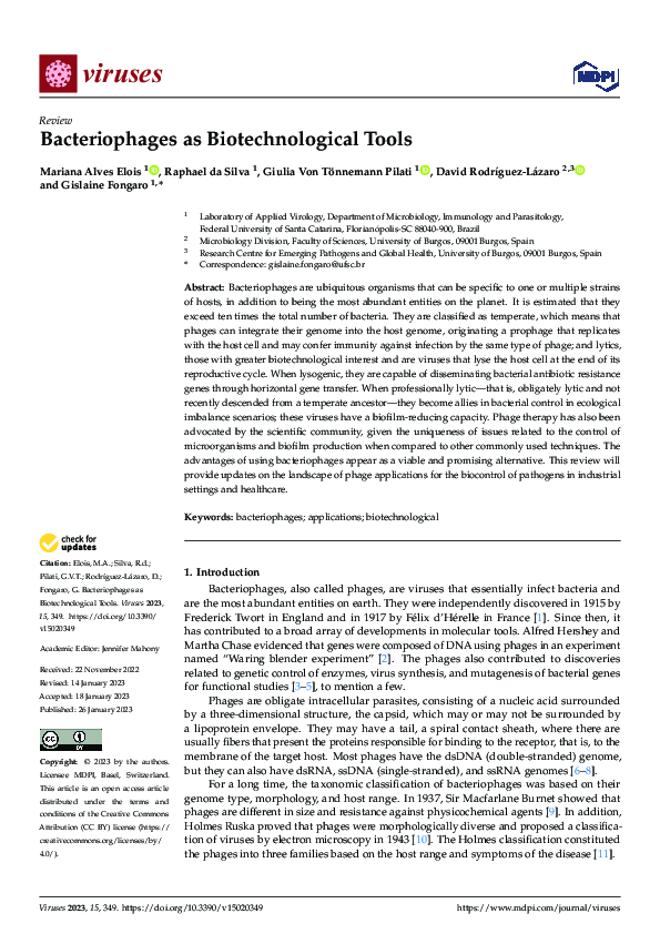(PDF) Bacteriophages as Biotechnological Tools