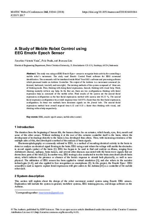 (PDF) A Study of Mobile Robot Control using EEG Emotiv Epoch Sensor