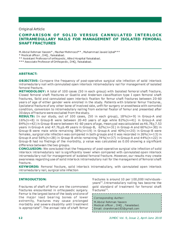 (PDF) Comparison of Solid Versus Cannulated Interlock Intramedullary ...