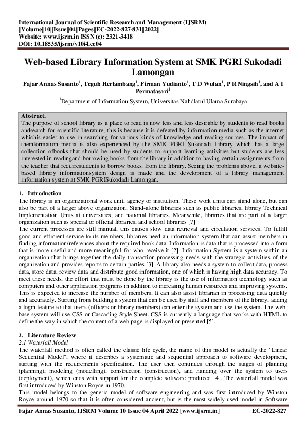 (PDF) Web-based Library Information System at SMK PGRI Sukodadi Lamongan