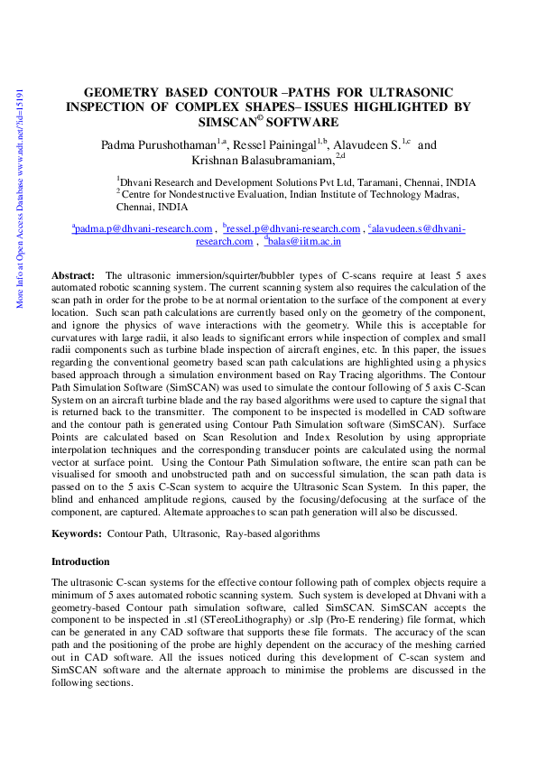 (PDF) Geometry Based Contour – Paths for Ultrasonic Inspection of Complex Shapes – Issues ...