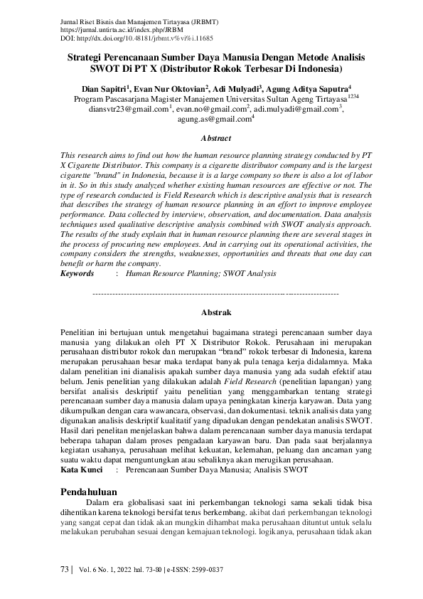 (PDF) Strategi Perencanaan Sumber Daya Manusia Dengan Metode Analisis ...
