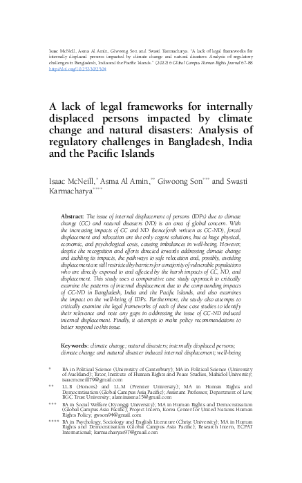 (PDF) A Lack of Legal Frameworks for Internally Displaced Persons ...