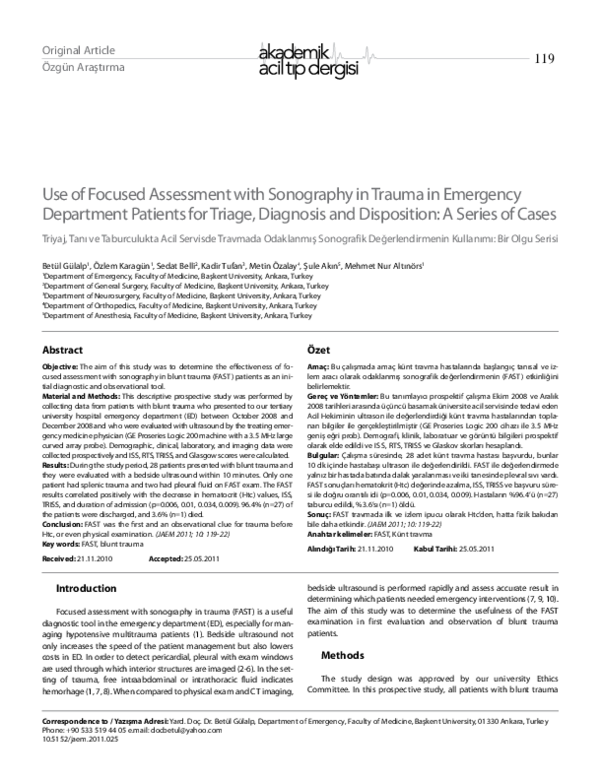 (PDF) Use of Focused Assessment with Sonography in Trauma in Emergency ...