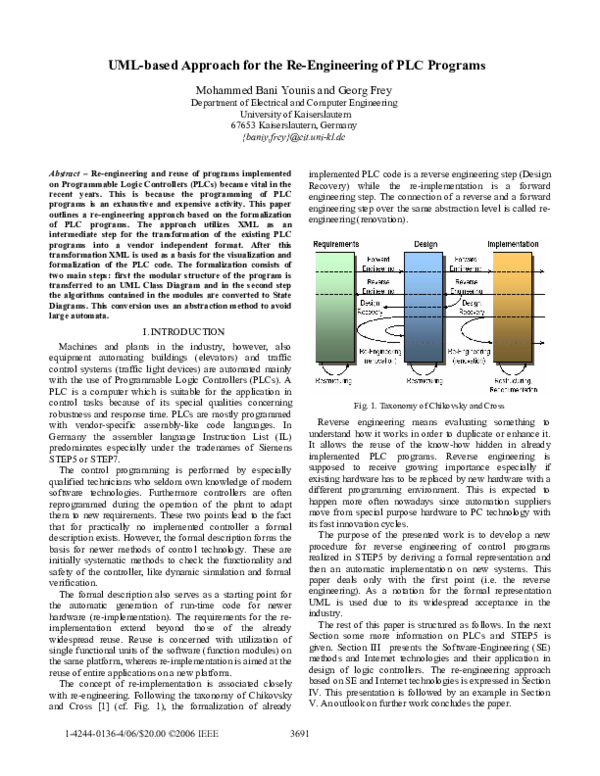 (PDF) UML-based Approach for the Re-Engineering of PLC Programs