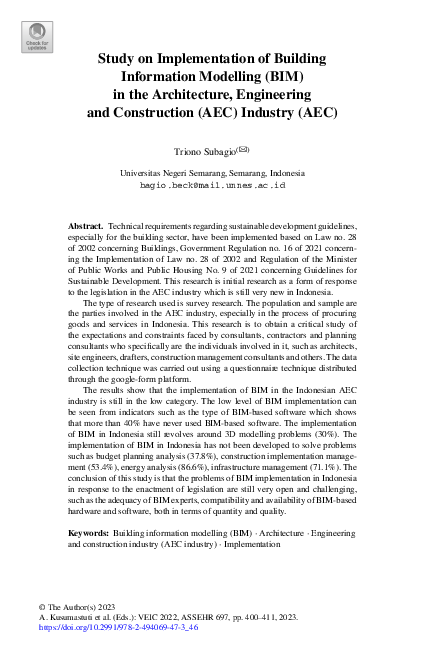 (PDF) Study on Implementation of Building Information Modelling (BIM ...