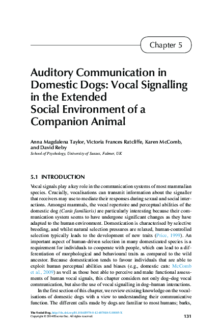(PDF) Auditory Communication in Domestic Dogs