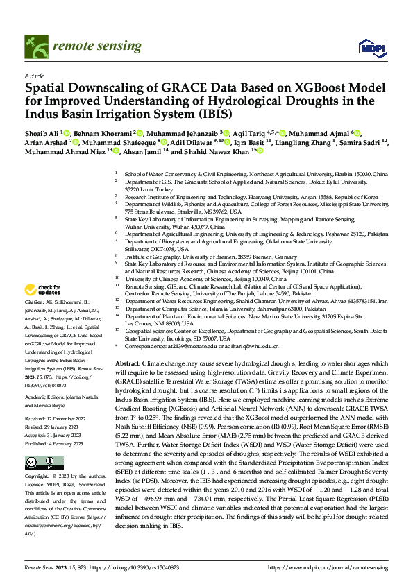 (PDF) Spatial Downscaling of GRACE Data Based on XGBoost Model for Improved Understanding of ...