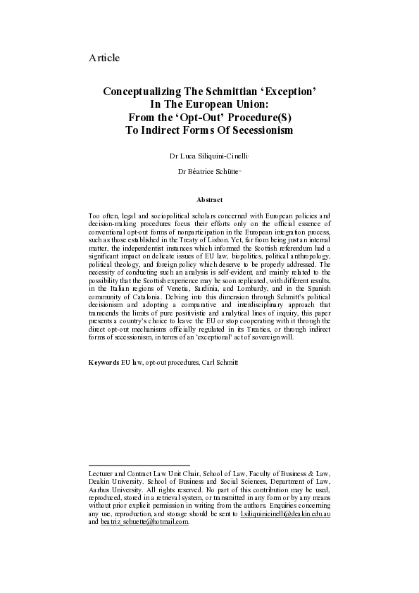 (PDF) Conceptualizing the Schmittian ‘Exception’ in the European Union ...