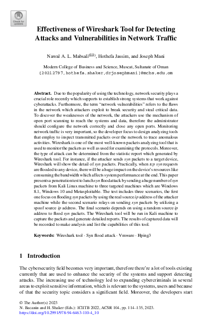(PDF) Effectiveness of Wireshark Tool for Detecting Attacks and Vulnerabilities in Network Traffic