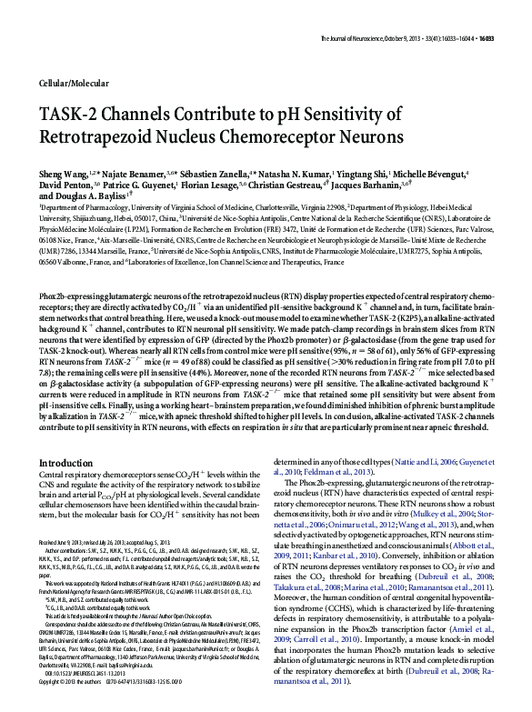 (PDF) TASK-2 Channels Contribute to pH Sensitivity of Retrotrapezoid Nucleus Chemoreceptor ...
