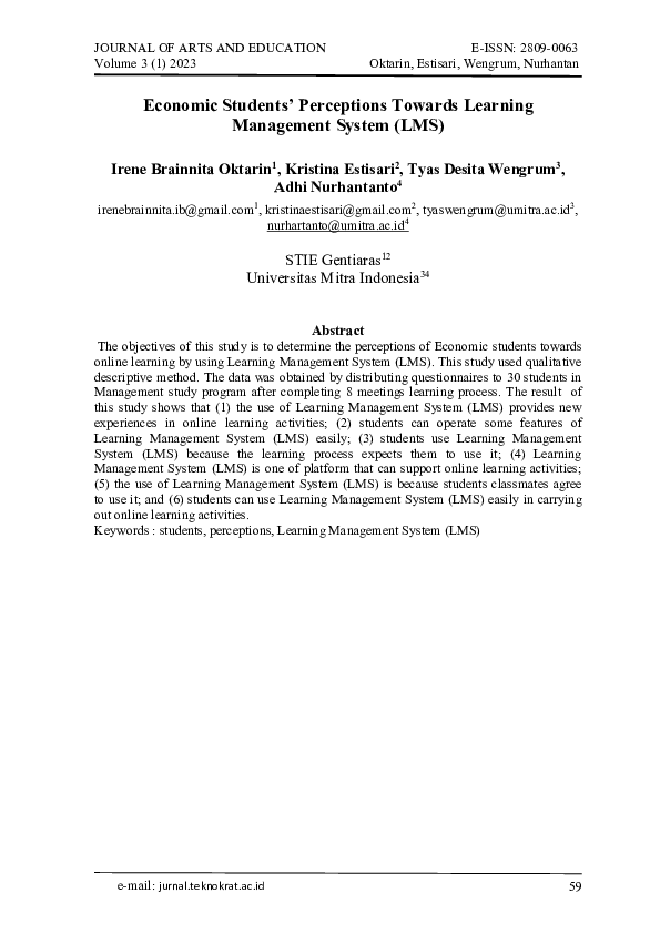 (PDF) Economic Students’ Perceptions Towards Learning Management System (LMS)