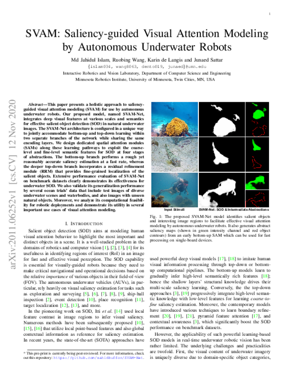 (PDF) SVAM: Saliency-guided Visual Attention Modeling by Autonomous Underwater Robot | MD ...