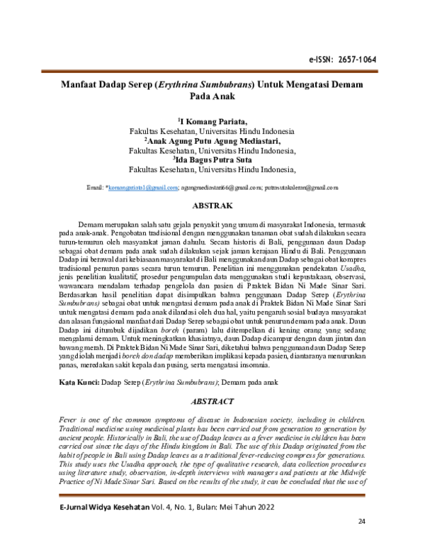 (PDF) Manfaat Dadap Serep (Erythrina Sumbubrans) Untuk Mengatasi Demam ...