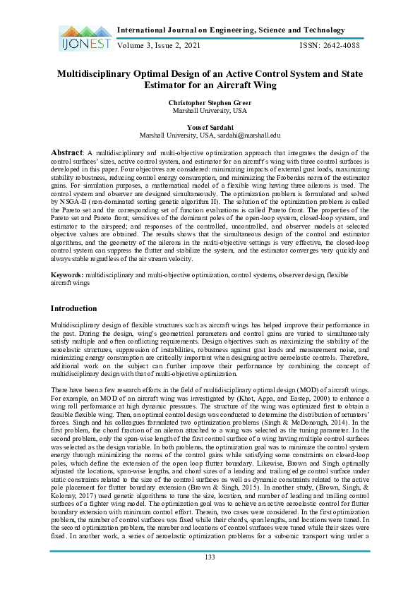 (PDF) Multidisciplinary Optimal Design of an Active Control System and ...