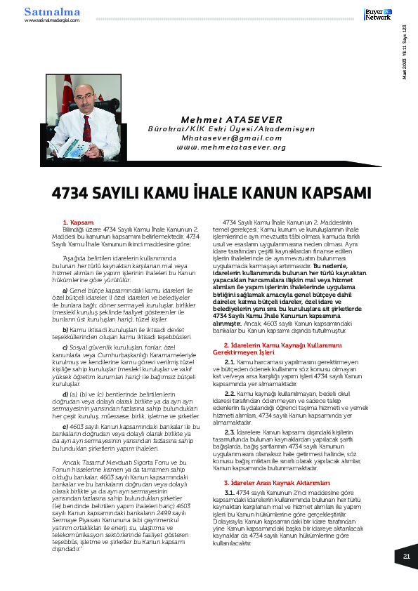(PDF) 4734 SAYILI KAMU İHALE KANUN KAPSAMI