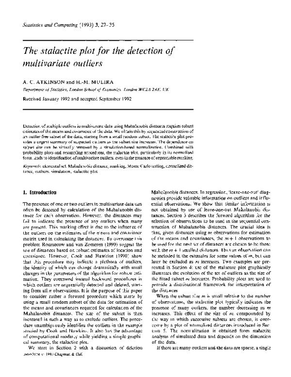 (PDF) The stalactite plot for the detection of multivariate outliers