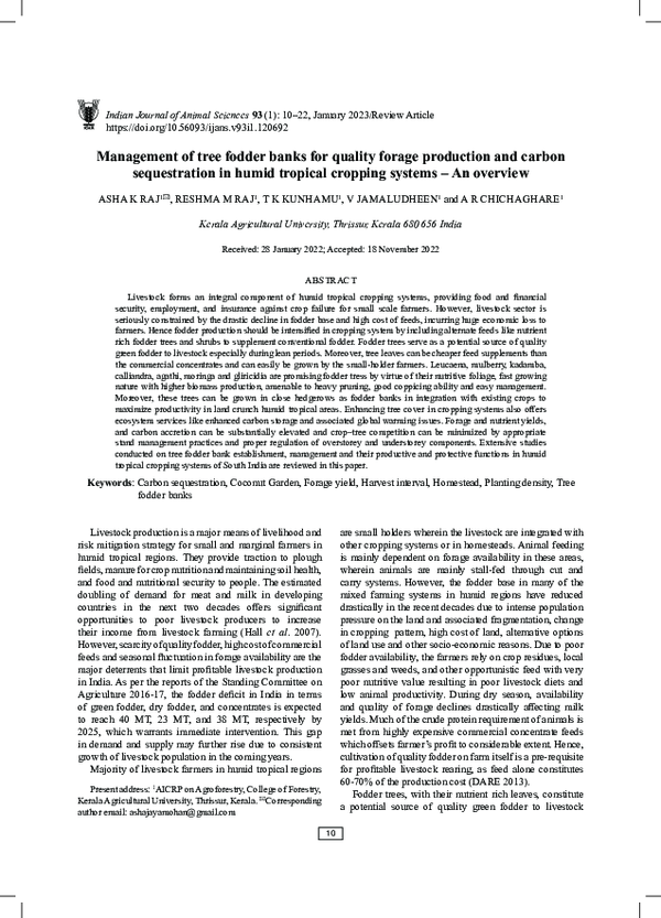 (PDF) Management of tree fodder banks for quality forage production and ...