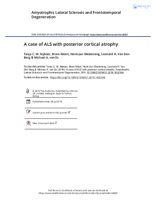 (PDF) A case of ALS with posterior cortical atrophy