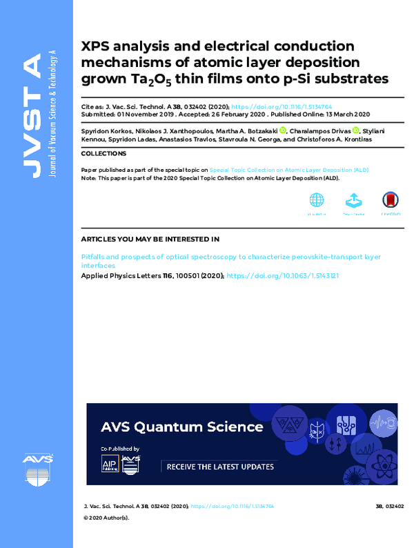 (PDF) XPS analysis and electrical conduction mechanisms of atomic layer ...