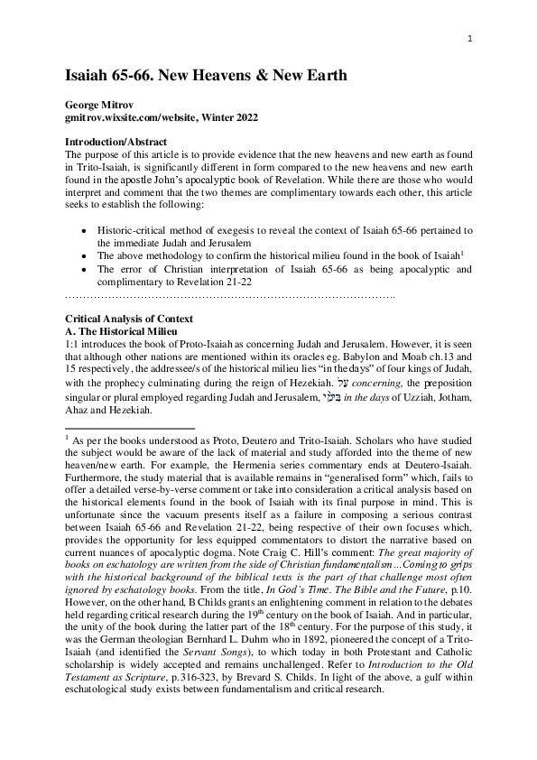 (PDF) Isaiah 65-66. New Heavens & New Earth