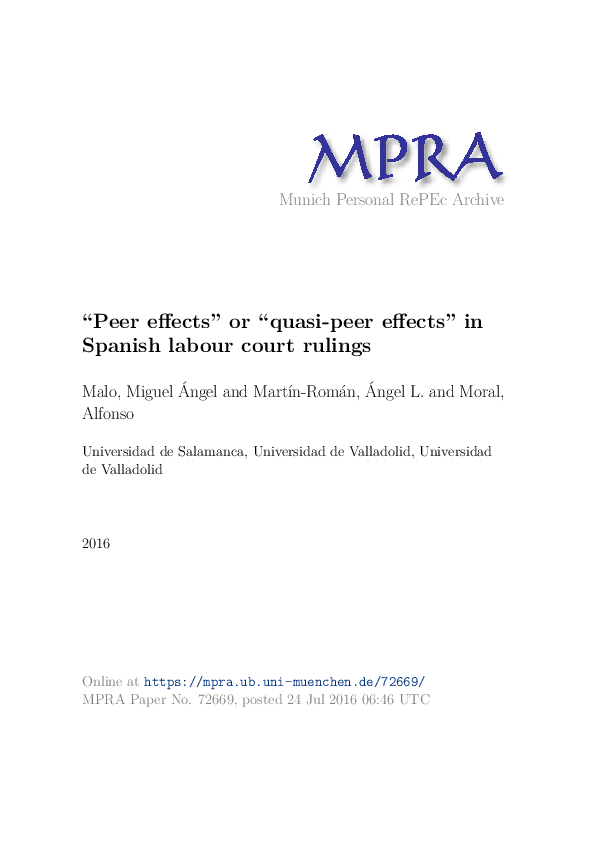 (PDF) “Peer effects” or “quasi-peer effects” in Spanish labour court ...