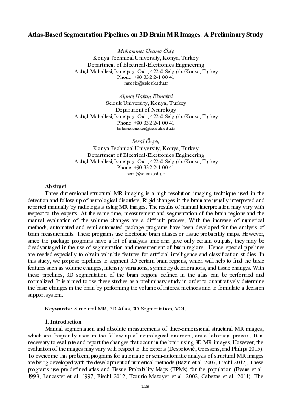 Pdf Atlas Based Segmentation Pipelines On 3d Brain Mr Images A