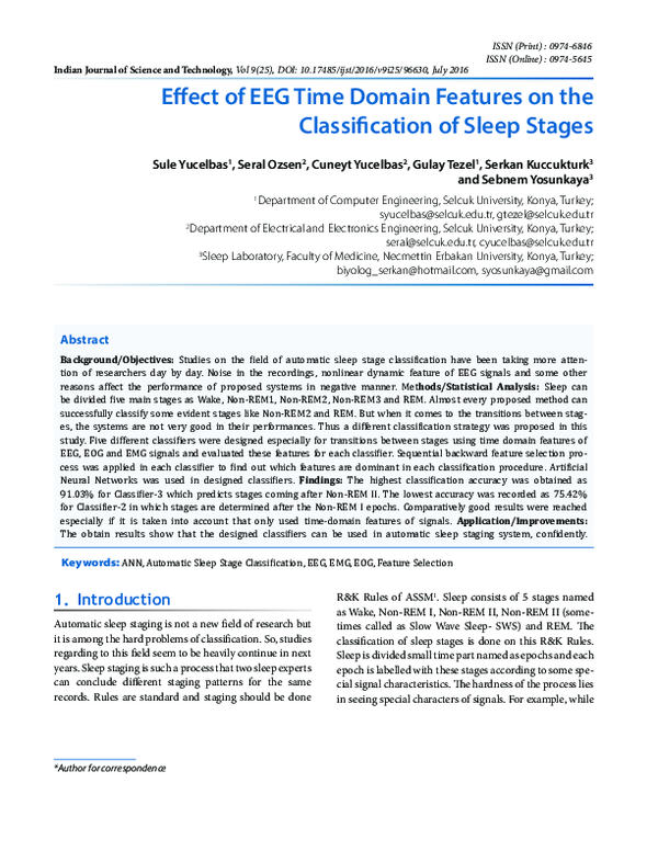 (PDF) Effect of EEG Time Domain Features on the Classification of Sleep ...