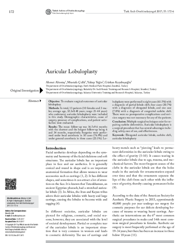 (PDF) Auricular Lobuloplasty