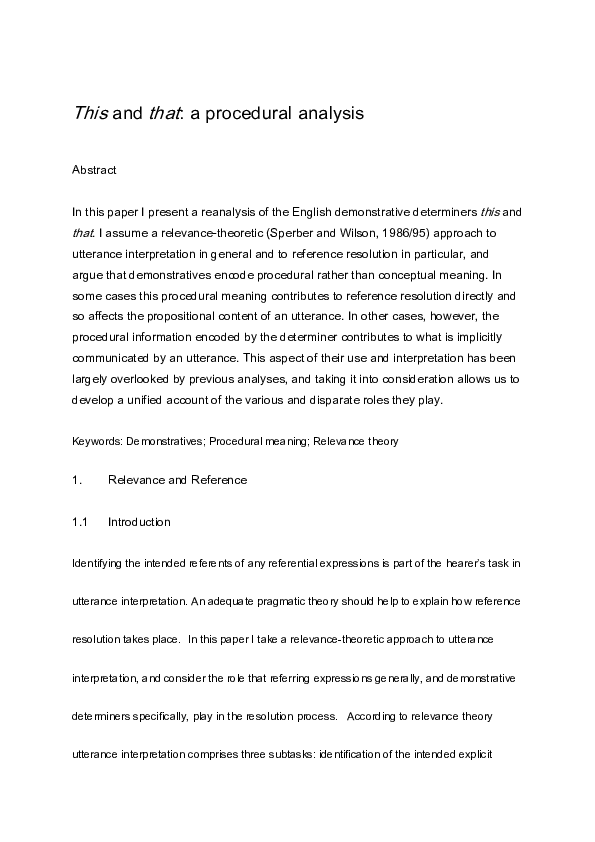 (PDF) This and that: A procedural analysis