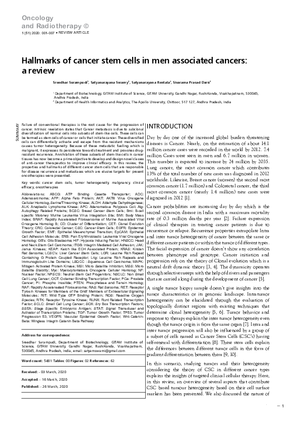 (PDF) Hallmarks of cancer stem cells in men associated cancers: a ...
