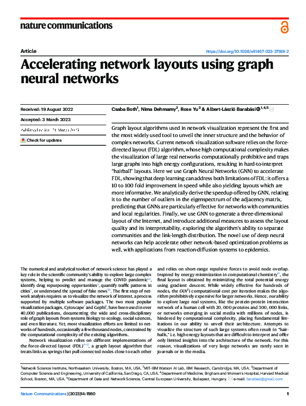 Pdf Accelerating Network Layouts Using Graph Neural Networks