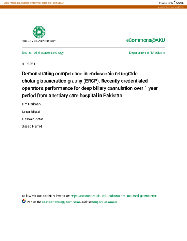(PDF) Demonstrating competence in Endoscopic Retrograde ...