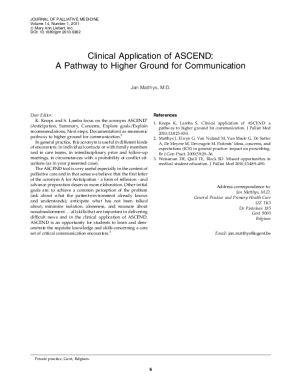 (PDF) Clinical Application of ASCEND: A Pathway to Higher Ground for Communication