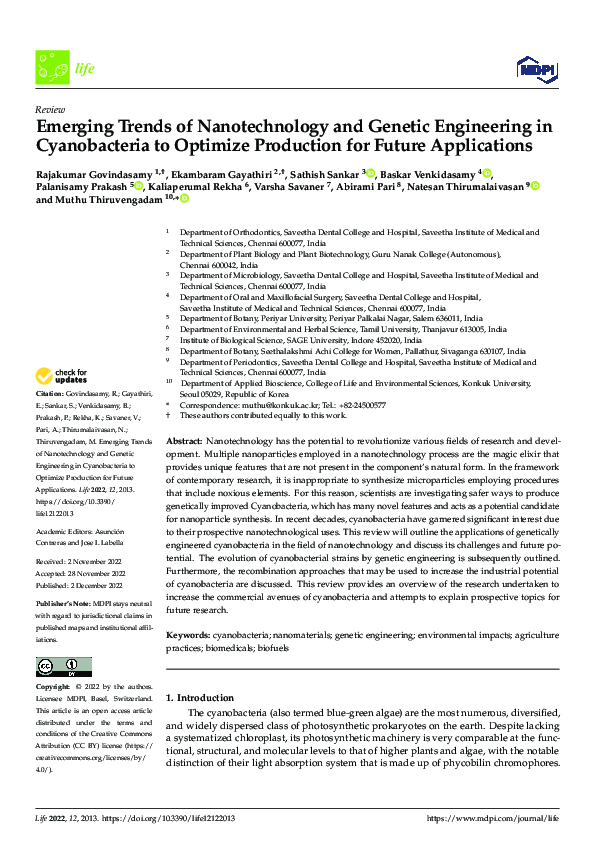 (PDF) Emerging Trends of Nanotechnology and Genetic Engineering in Cyanobacteria to Optimize ...