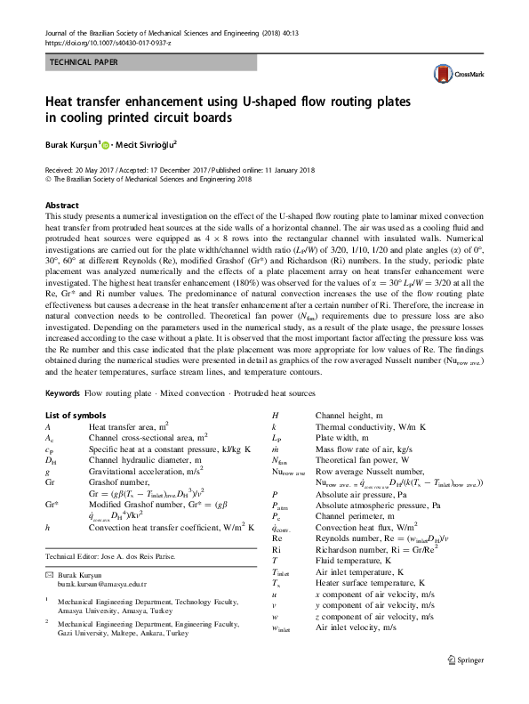 (PDF) Heat transfer enhancement using U-shaped flow routing plates in ...