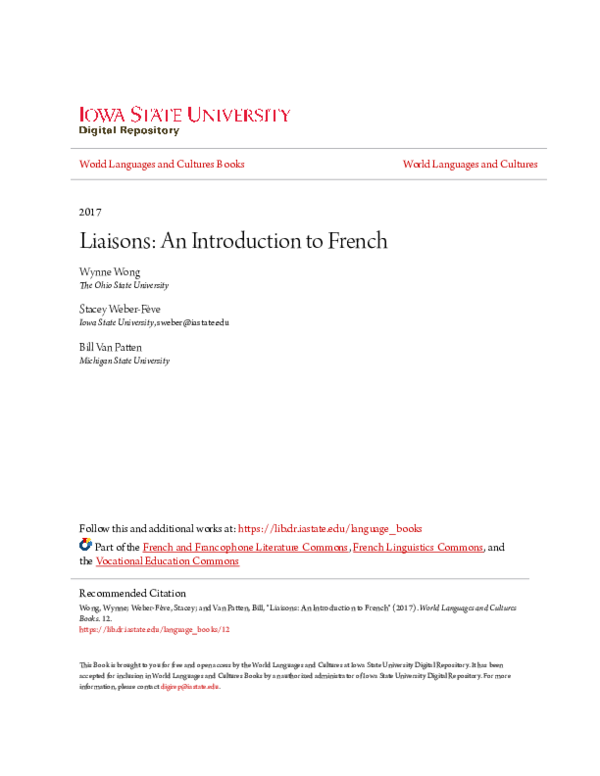 (PDF) Liaisons : An Introduction to French
