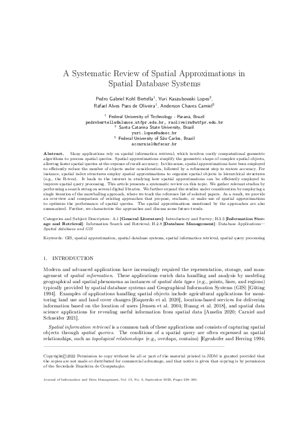 (PDF) A Systematic Review of Spatial Approximations in Spatial Database Systems