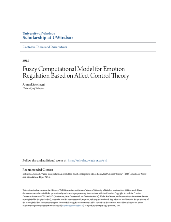 (PDF) A fuzzy computational model for emotion regulation based on ...