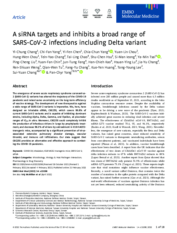 (PDF) A siRNA targets and inhibits a broad range of SARS‐CoV‐2 ...
