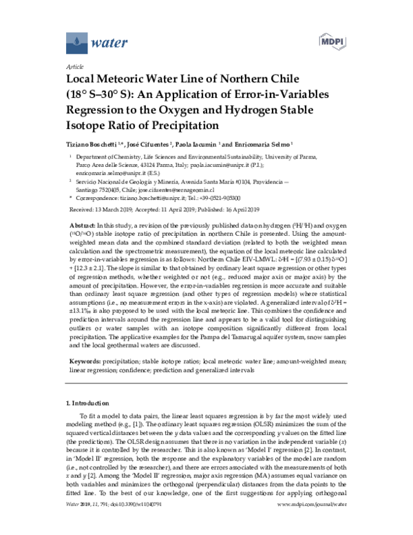 (PDF) Local Meteoric Water Line of Northern Chile (18° S–30° S): An ...