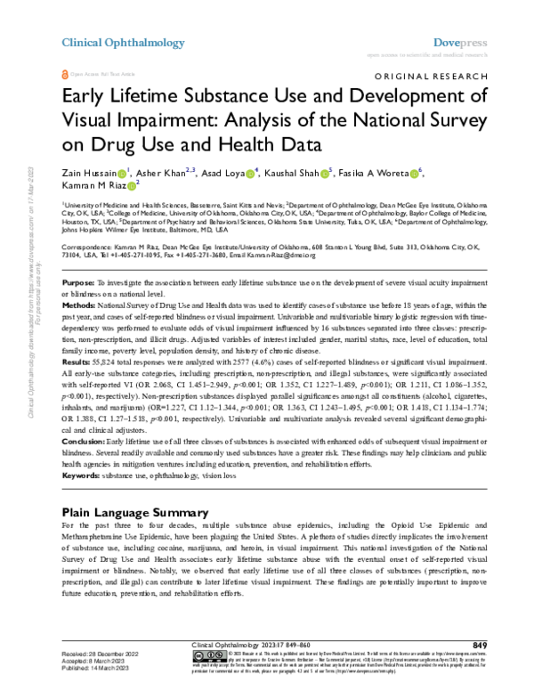 (PDF) Early Lifetime Substance Use and Development of Visual Impairment ...