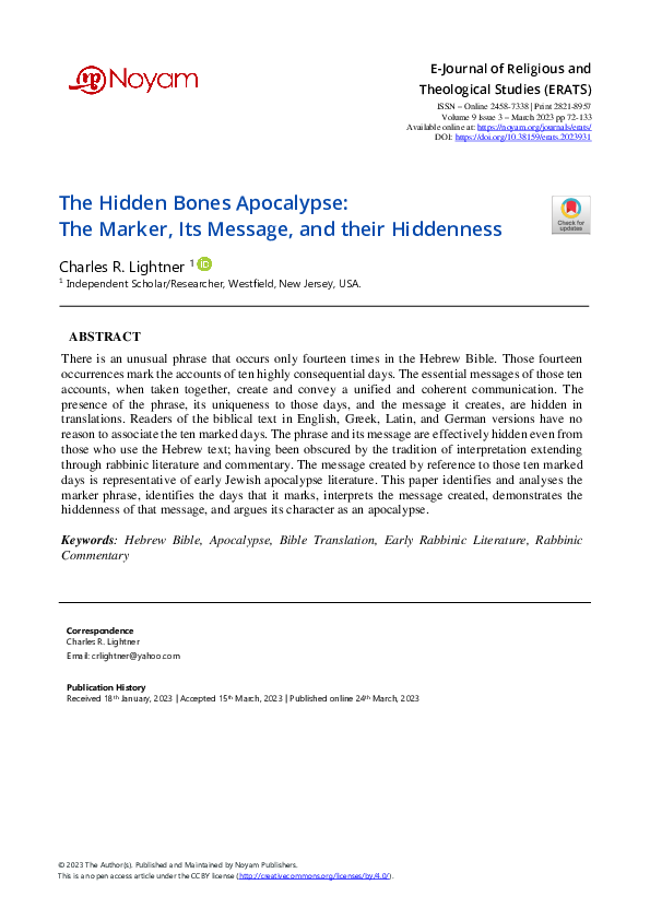 (PDF) The Hidden Bones Apocalypse: The Marker, Its Message, and their ...