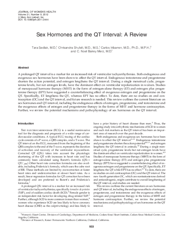 Pdf Sex Hormones And The Qt Interval A Review