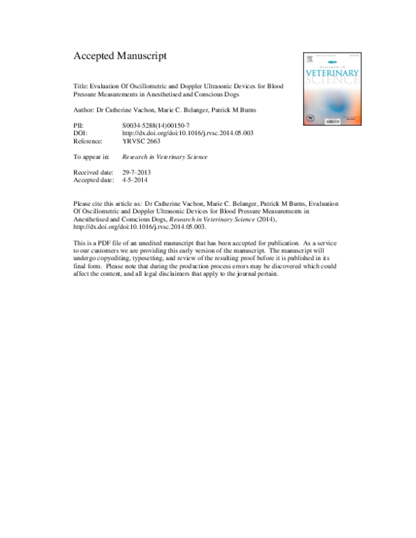 (PDF) Evaluation of oscillometric and Doppler ultrasonic devices for ...