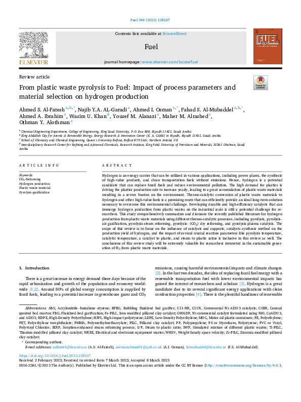 (PDF) From plastic waste pyrolysis to Fuel: Impact of process ...
